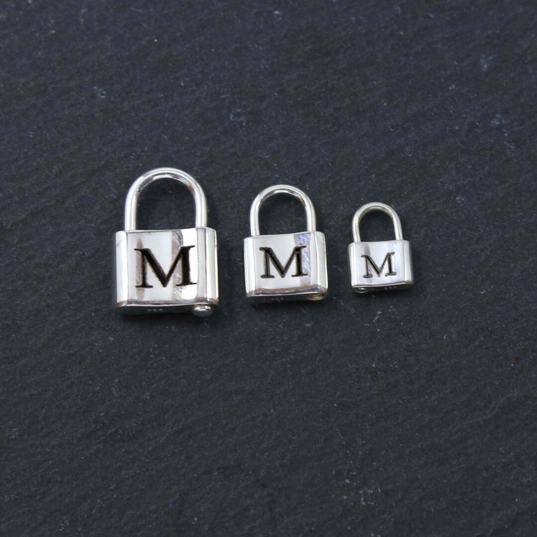 Sterling Silver Custom Engraved Initial Padlock Lock Charm, Openable ...