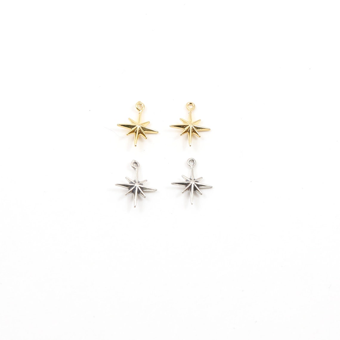 2 Pieces Tiny Small 8 Point North Star Charm Dainty Celestial | Etsy