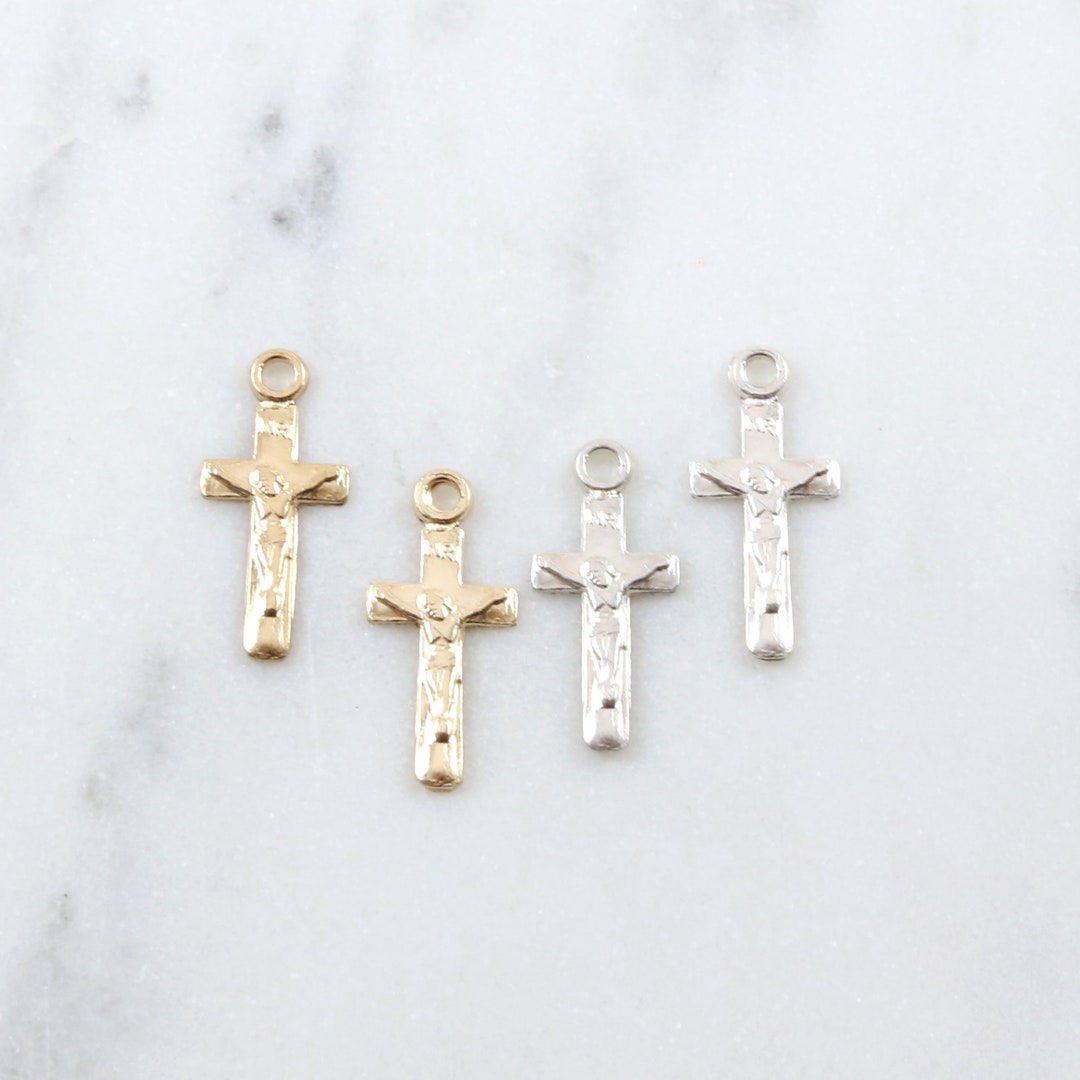 2pcs Small Minimal Dainty Mini Crucifix Cross Gold Filled or Sterling ...