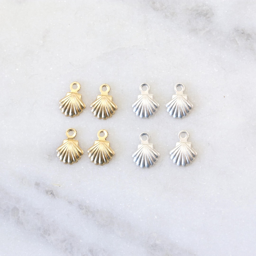 4pcs Lightweight Tiny Scallop Clamshell, Shell Charm, Gold Filled OR ...