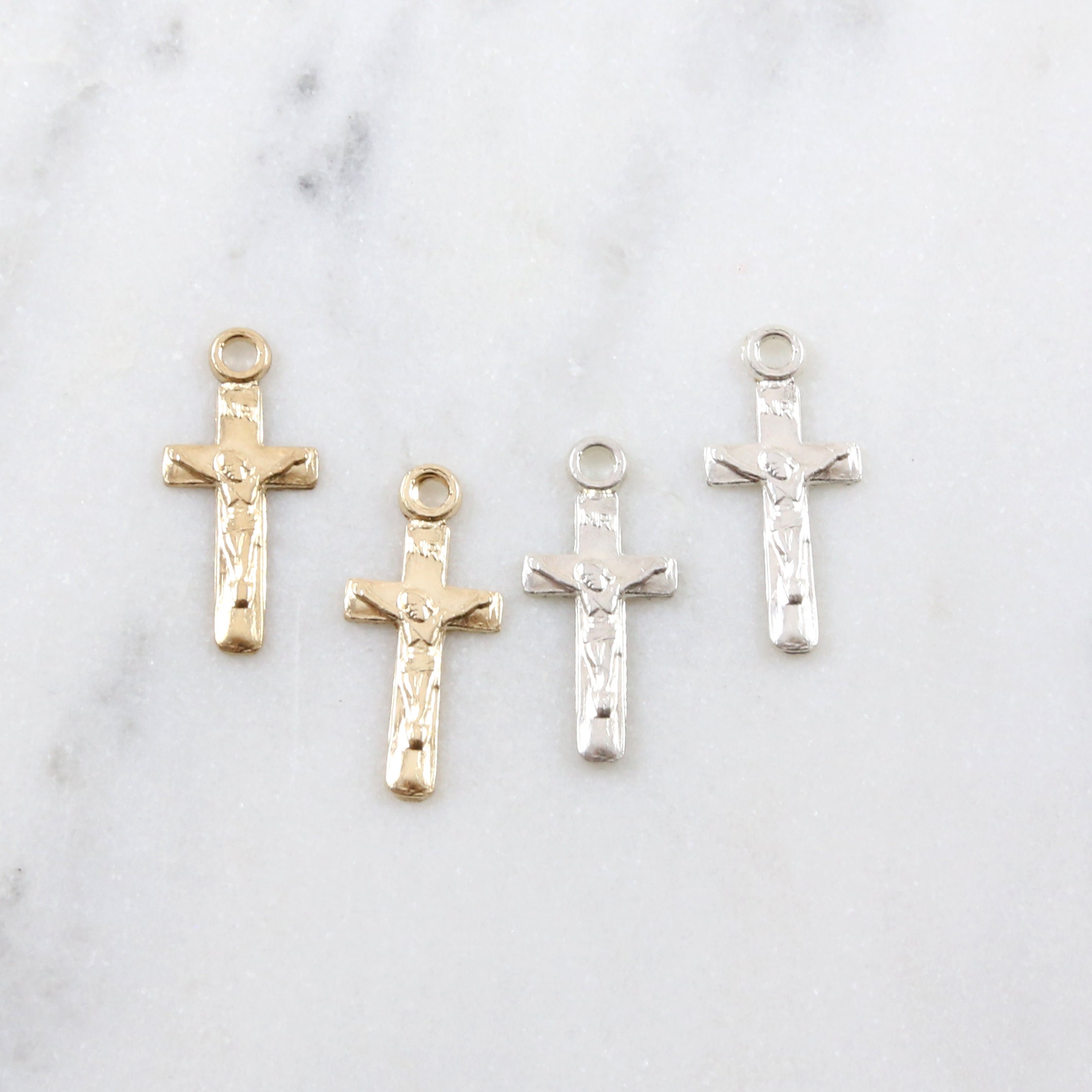 2pcs Small Minimal Dainty Mini Crucifix Cross Gold Filled or - Etsy