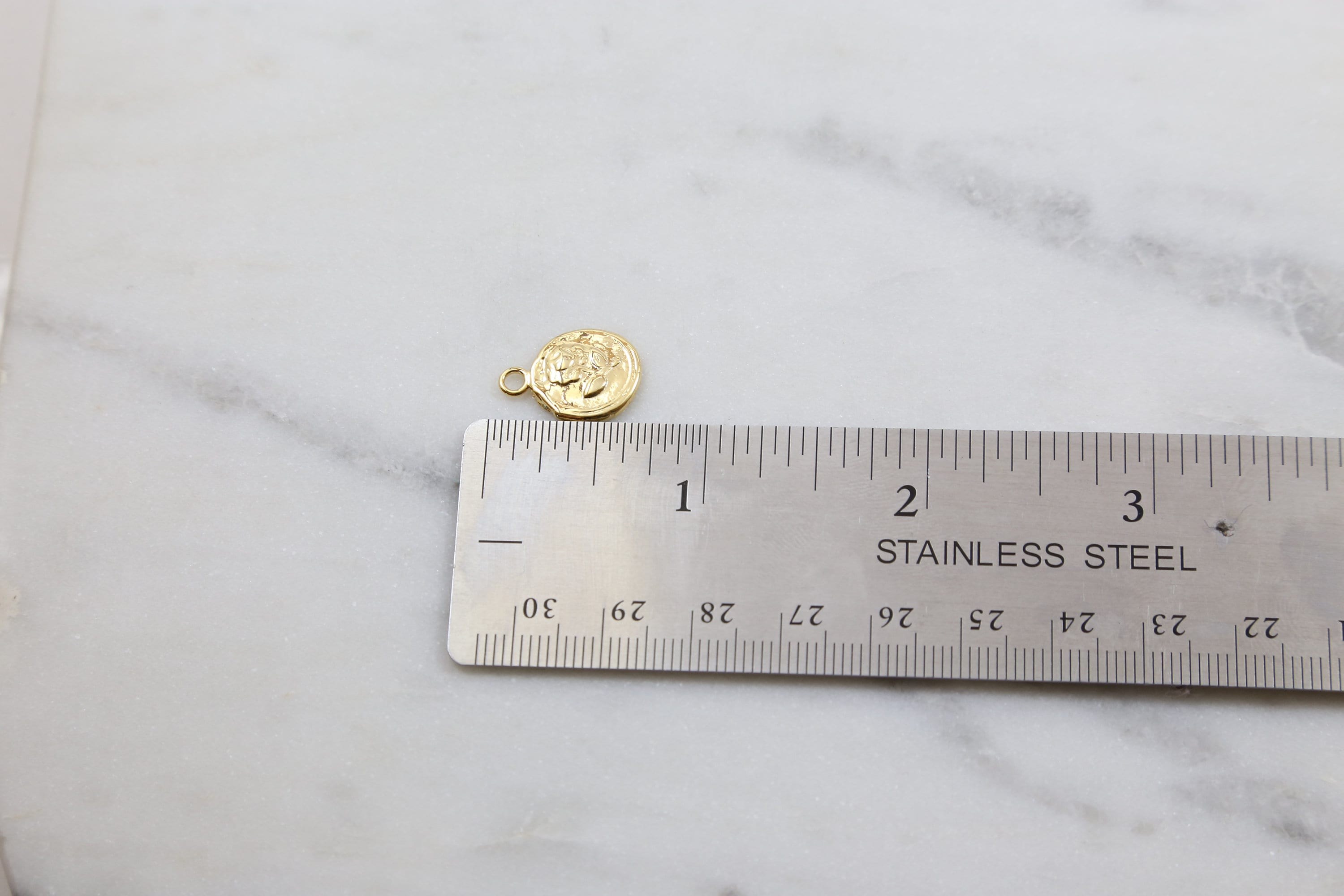 Rose Coin Pendant 11x13mm Charm Flower Pendant Gold Plated - Etsy