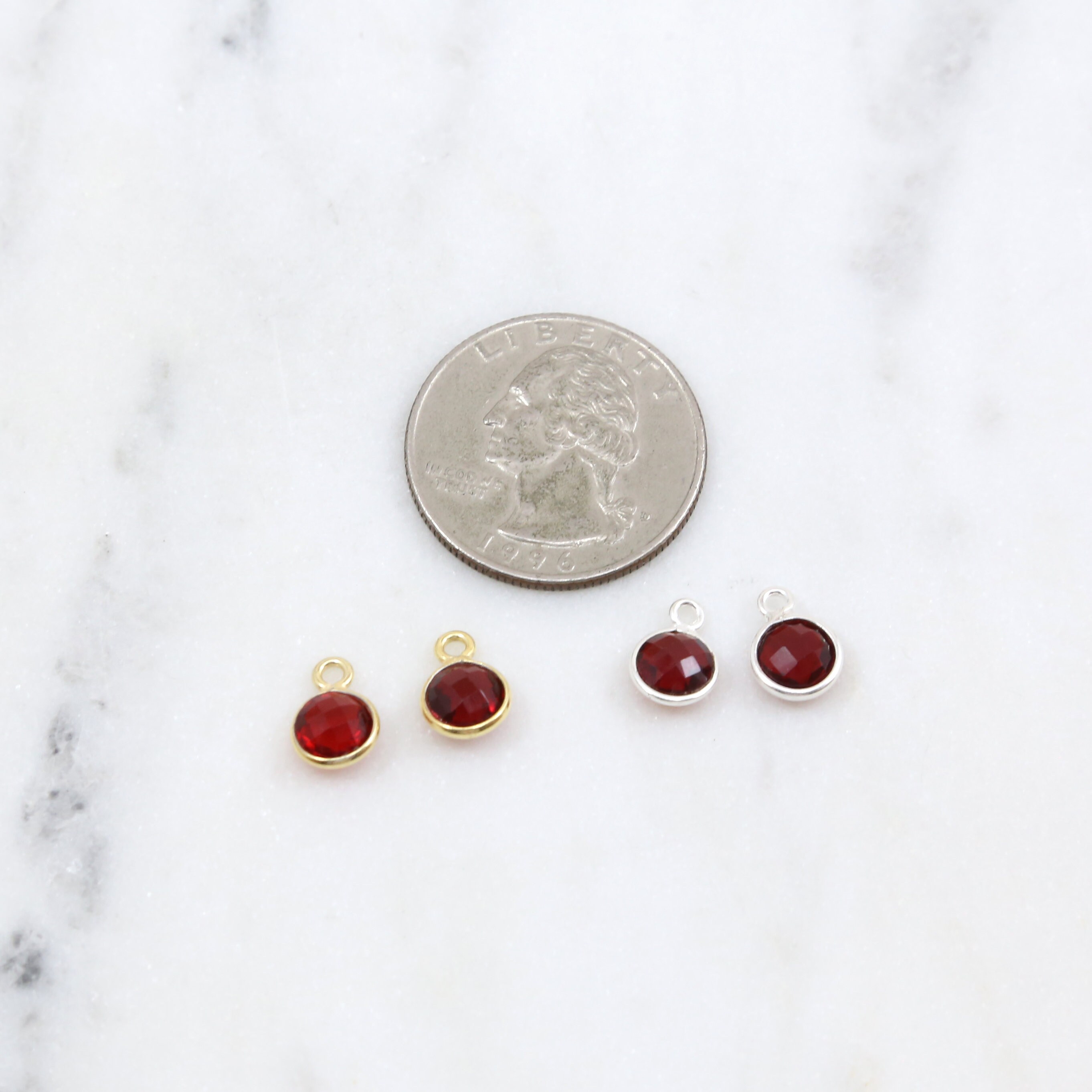 2 Pcs 6mm Tiny Faceted Round Garnet Gemstone Charm Circle Gold - Etsy