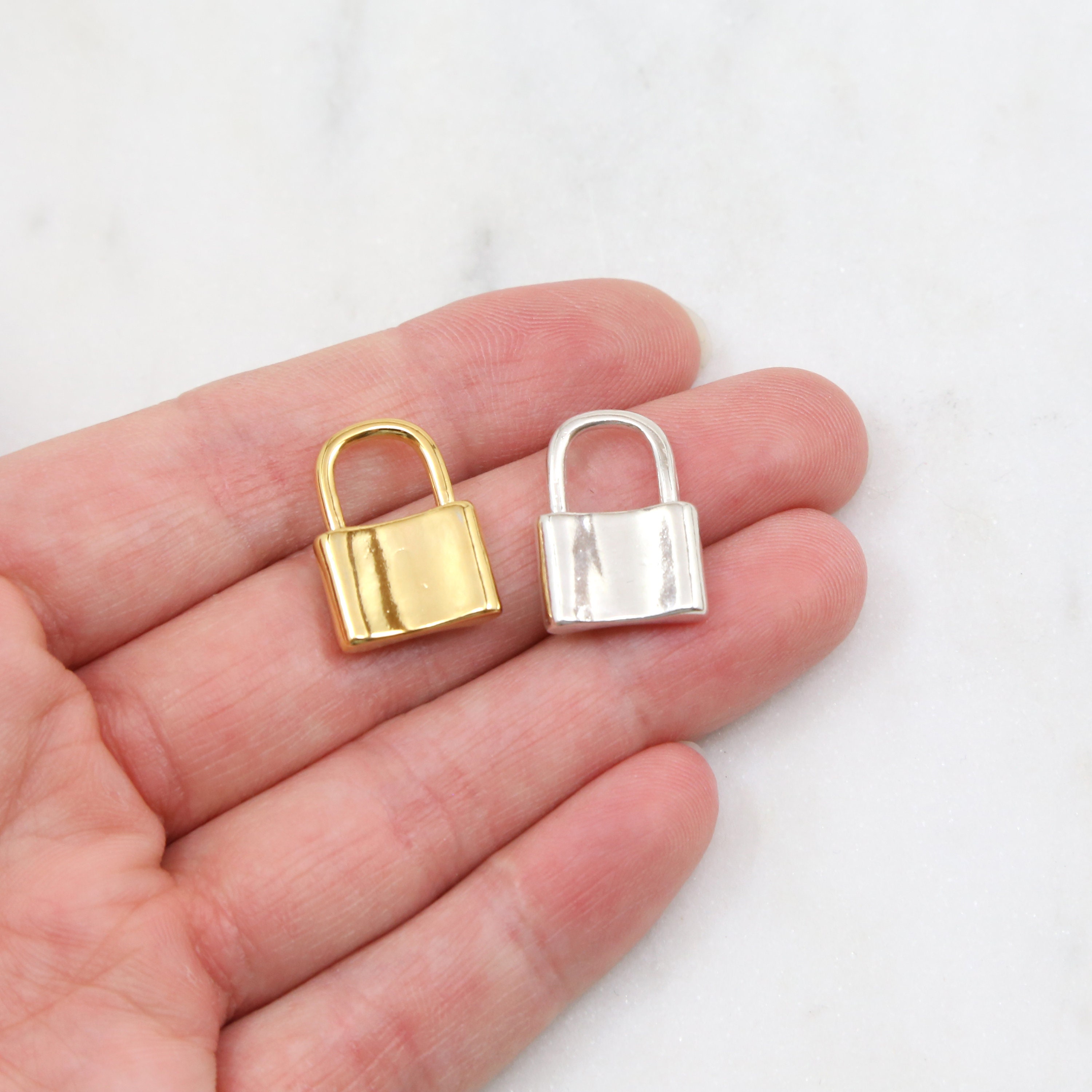 Padlock Lock Small Large Charm in Vermeil 18k Gold Over | Etsy