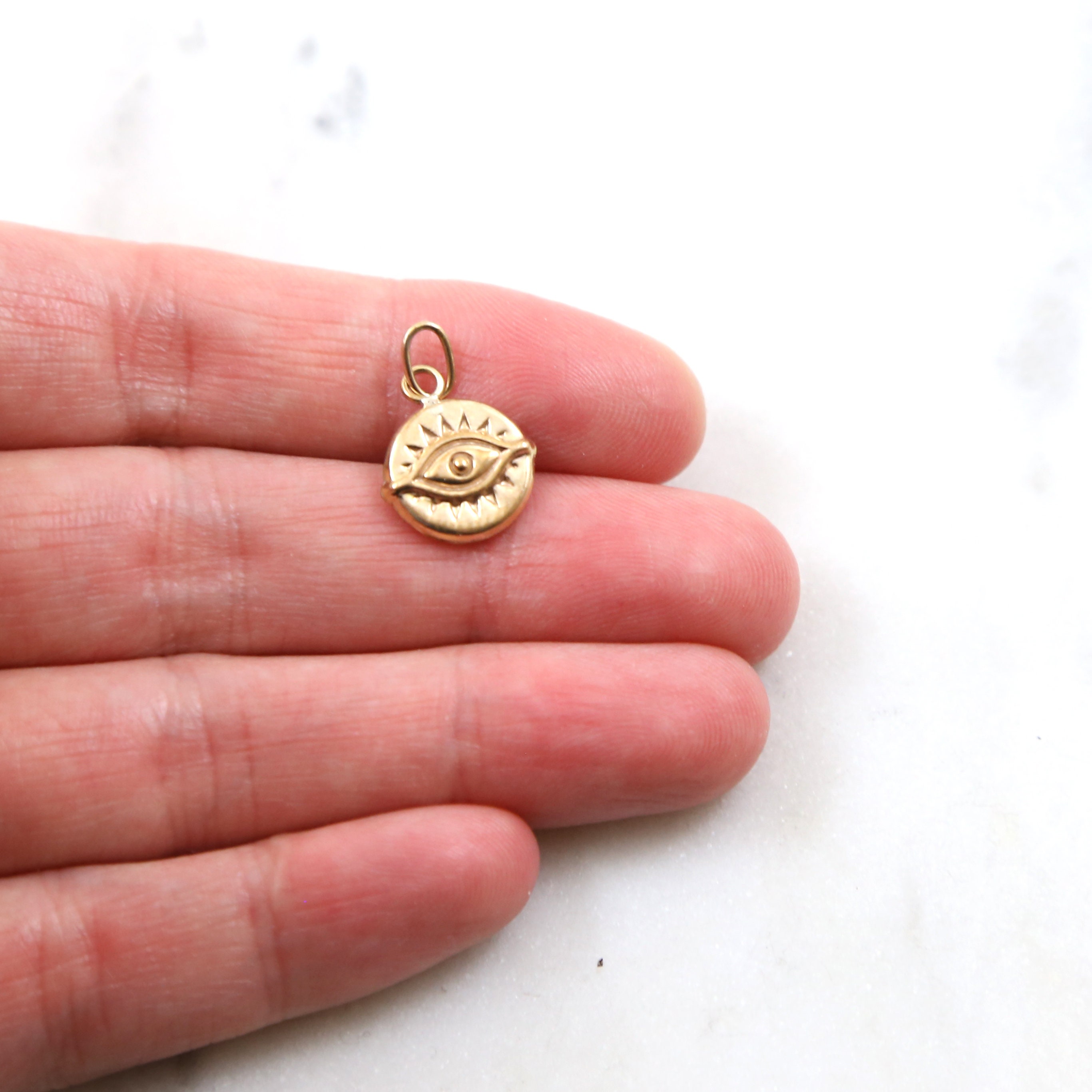 Gold Filled Evil Eye Round Circle Charm Medallion Coin Round - Etsy