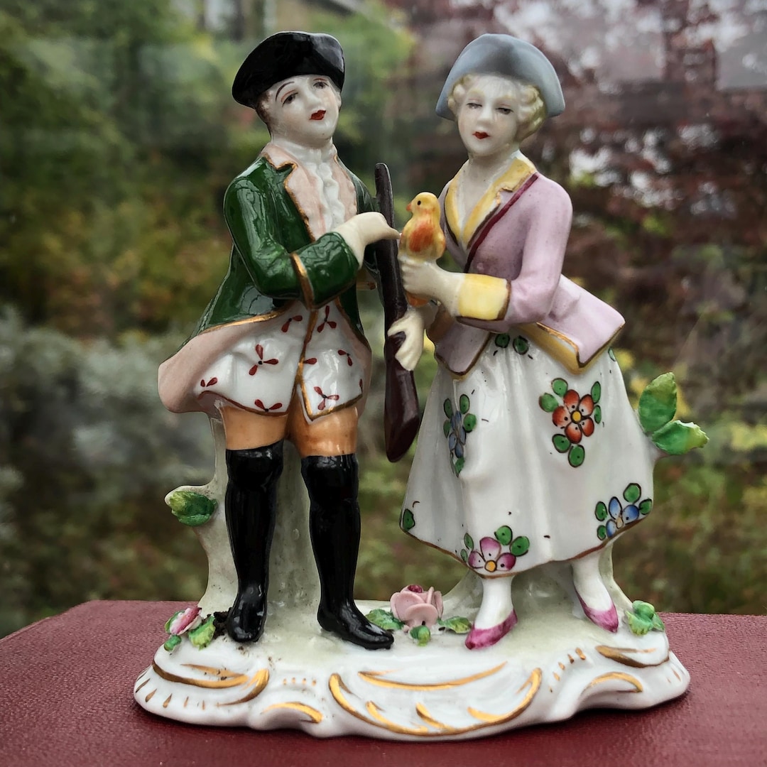 Vintage Sitzendorf Porcelain Figurine. Country Courting Couple. Bird ...