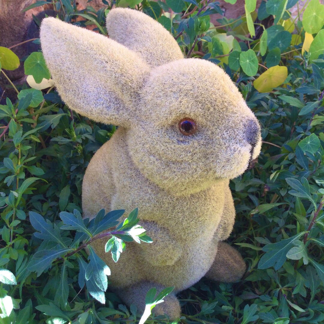 Vintage Flocked Bunny. German Rabbit. Child's Nursery Decoration ...