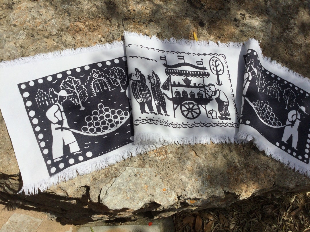 Mid-century Dutch Table Runner. 46 Inches. Hand Printed Textile Art ...