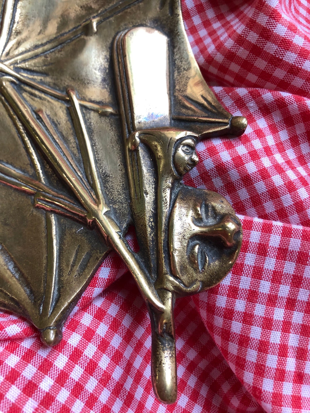 Vintage Theatrical Brass Trinket Dish. Umbrella. Hand Fan. Jester ...