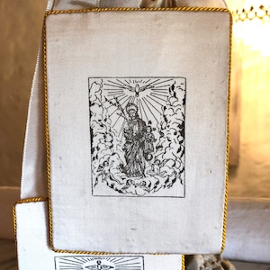 Very Large Old Scapular St Joseph & Jesus. 5.3 X 4 Inches. White Purple ...