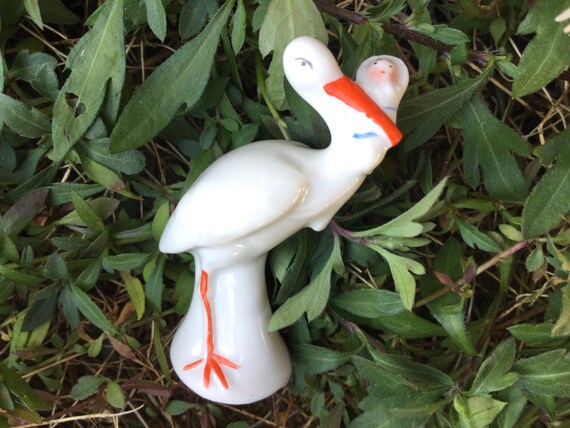 Antique German Miniature Stork and Baby Figurine. 2.5 Inches. | Etsy