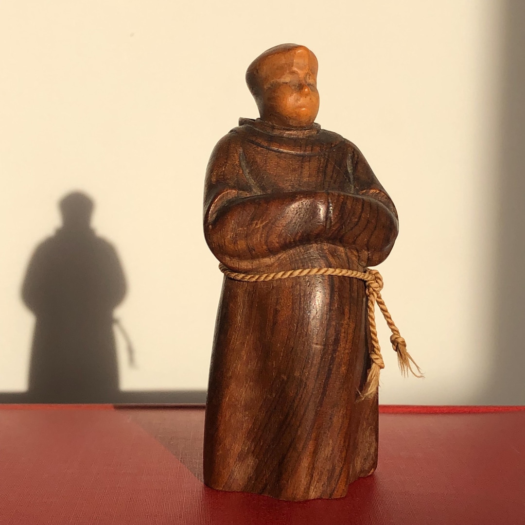 Sculpture of Franciscan Monk. Rosewood. Mid-century Hand Carved. Rope ...
