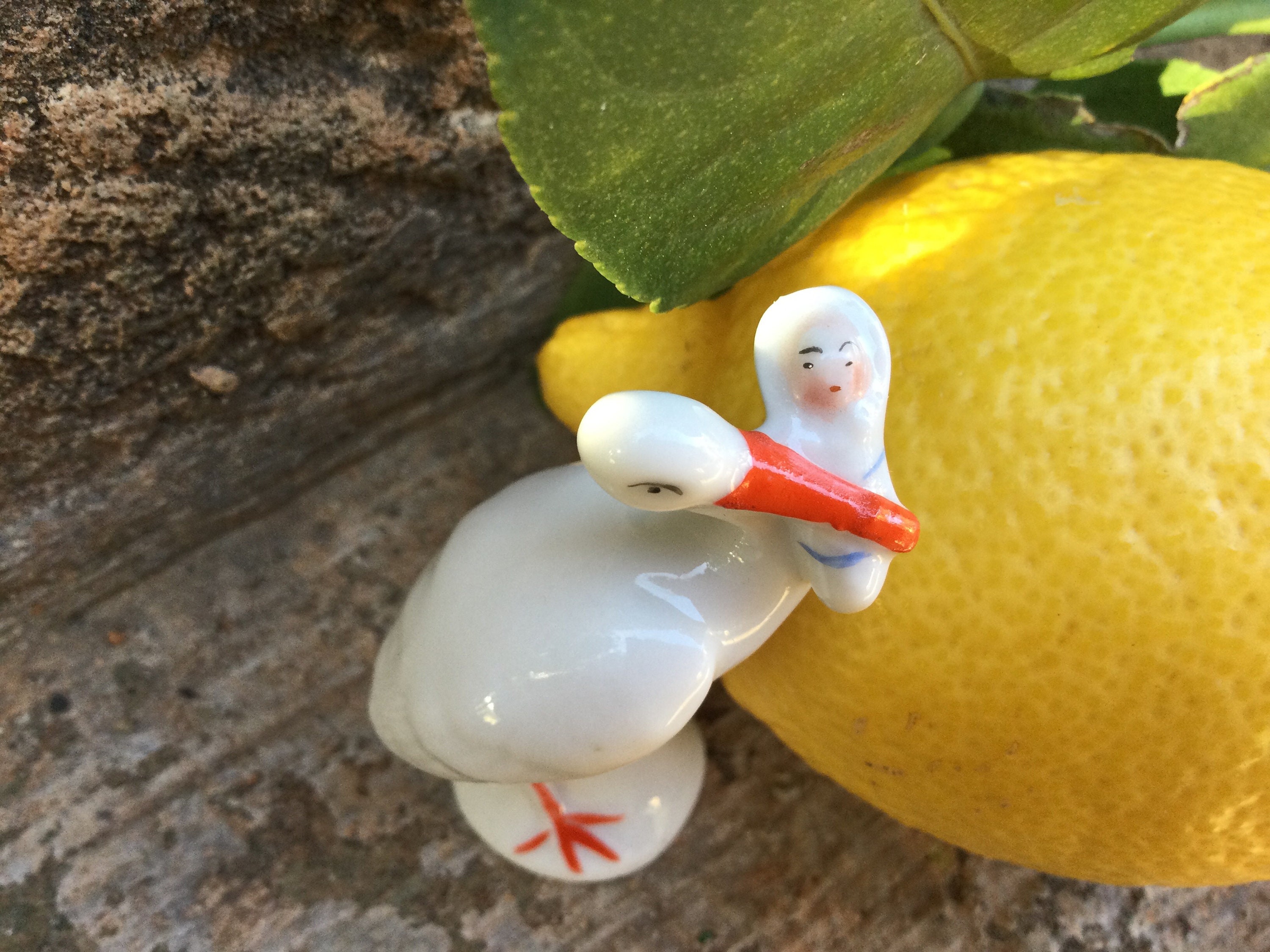 Antique German Miniature Stork and Baby Figurine. 2.5 Inches. | Etsy