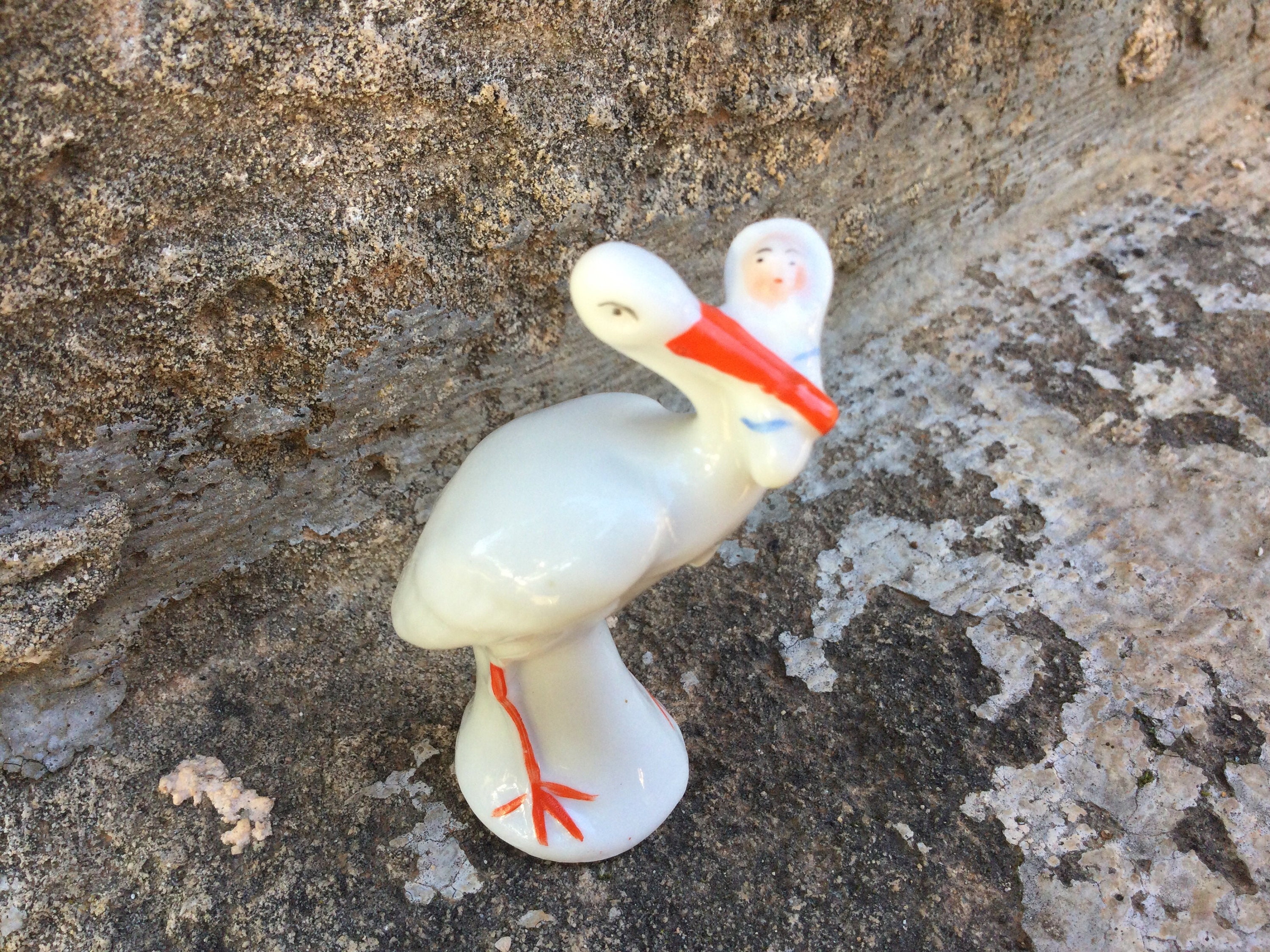 Antique German Miniature Stork and Baby Figurine. 2.5 Inches. | Etsy