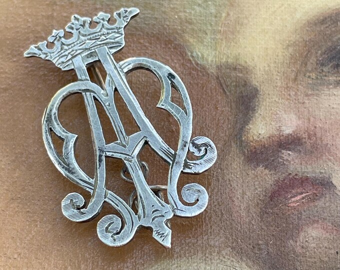 Antique Ave Maria Brooch. Auspice Maria. Hail Mary. 1900s French Pin ...