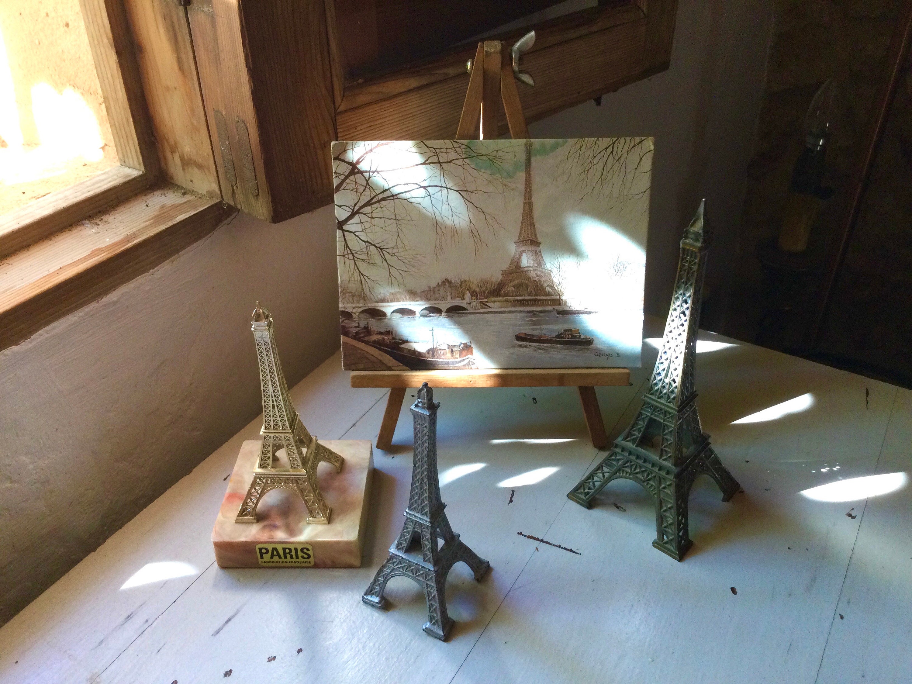 3 Vintage Eiffel Towers in Wicker Crate. Trio of Kitsch French - Etsy