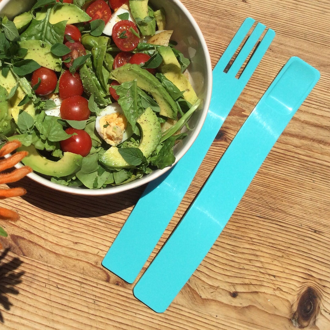 Vintage 1960s Guzzini Salad Servers. Turquoise Blue. Groovy Retro Funky ...