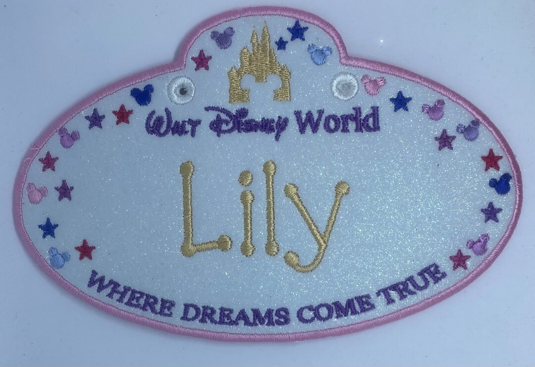 Personalised Walt Disney World Embroidered Pram Stroller Buggy Tag Cast ...