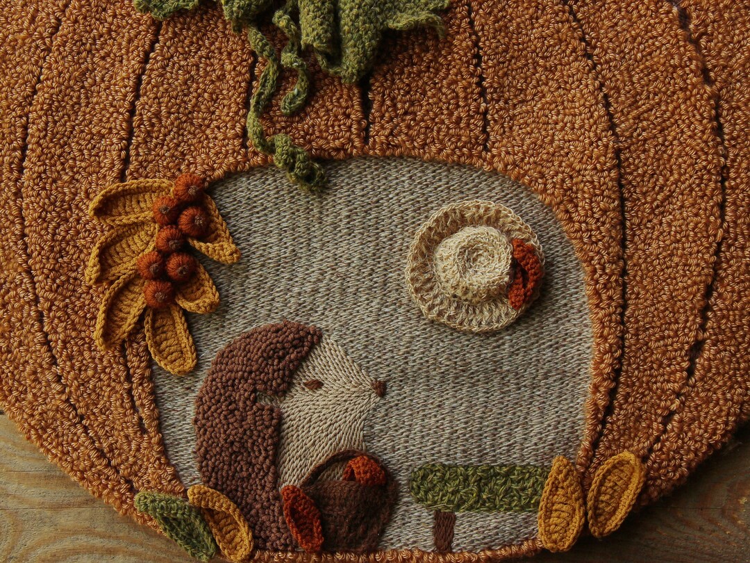 Punch Needle Embroidered Fairytale, Embroidered Pumpkin, Punch Needle Embroidered Wall Decor ...