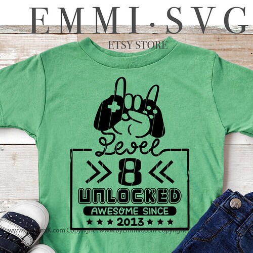 Level 8 Unlocked SVG 8th Birthday Boy Gamer 8 Years Old - Etsy