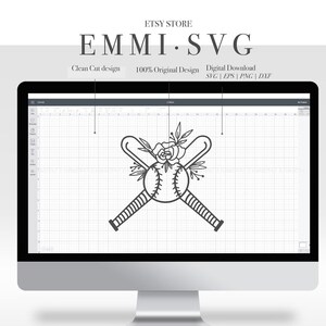Flower Baseball Svg Instant Download Design for Cricut and Cameo ...