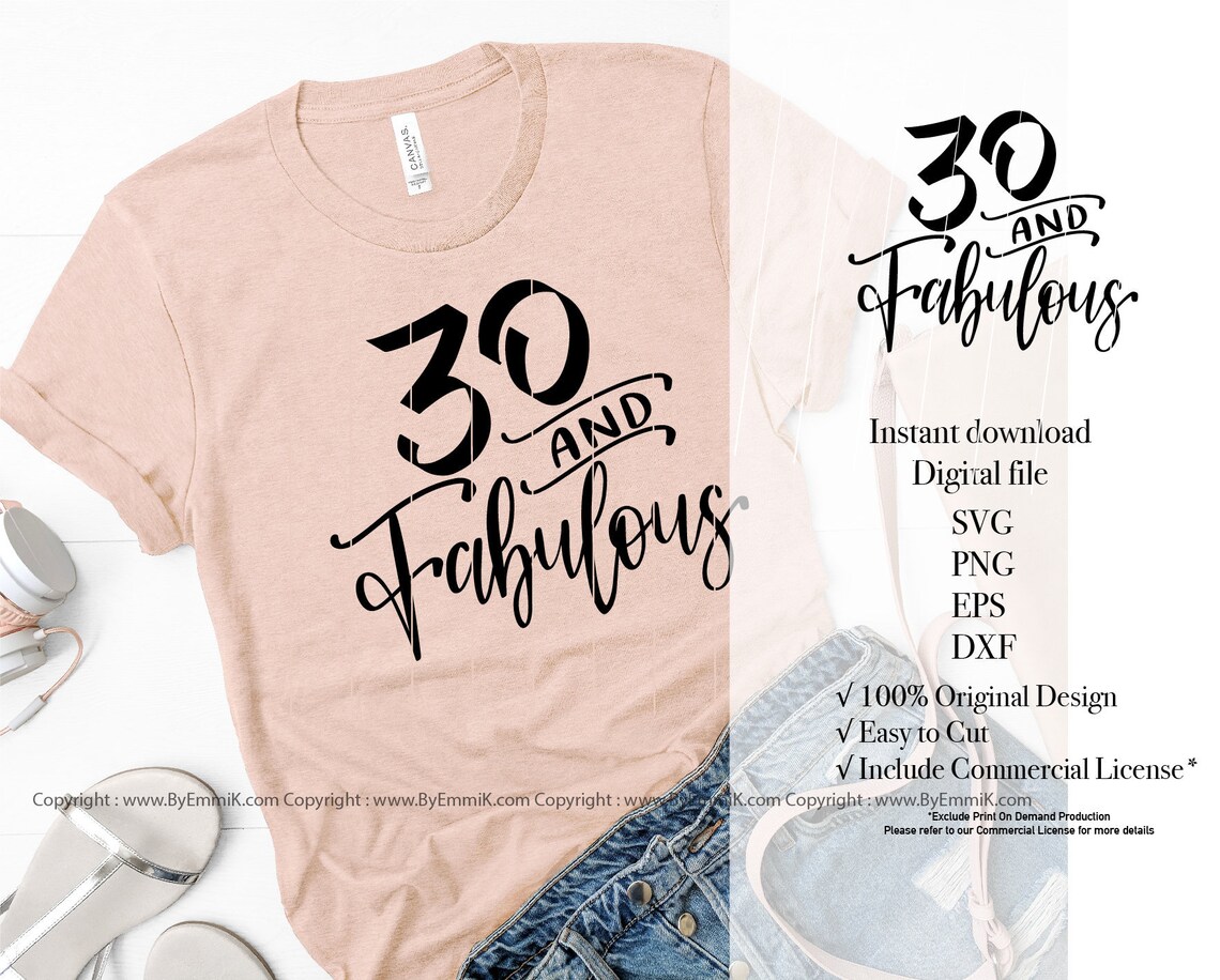 30th Birthday Svg Thirty Birthday Svg 30 and Fabulous Svg - Etsy