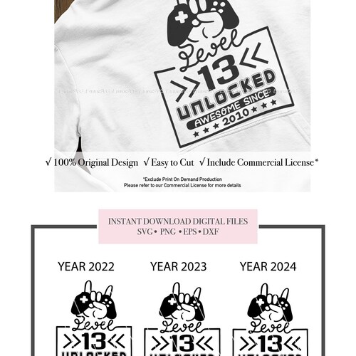 13th Birthday Svg Level 13 Unlocked Official Teenager Svg - Etsy