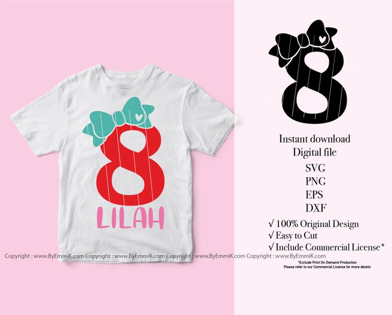 8th Birthday Svg Eighth Birthday Svg Girl Bow Girl Birthday - Etsy