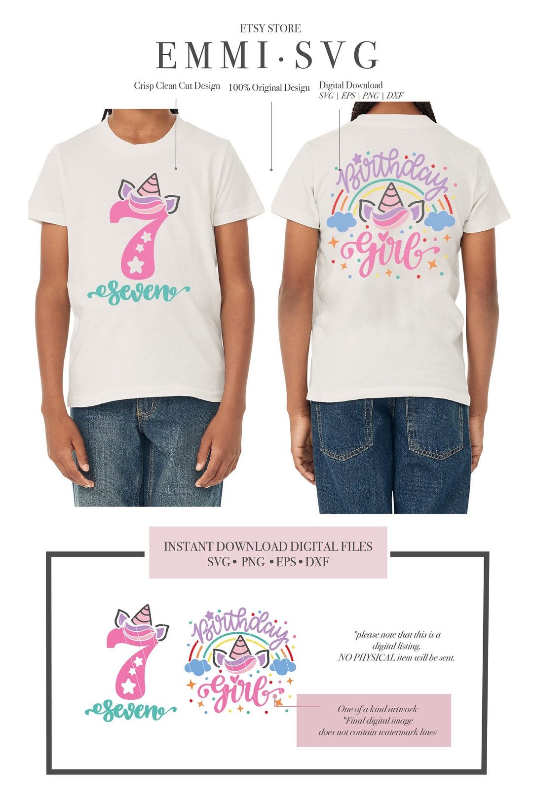 Unicorn 7th Birthday SVG PNG, Unicorn Seventh Birthday Svg Png, Unicorn ...
