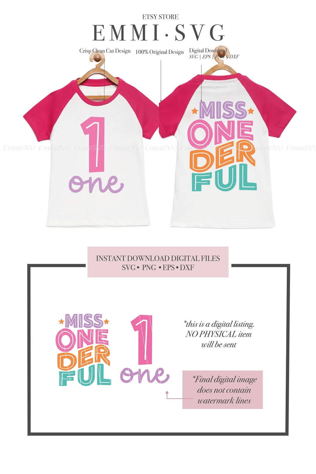 Miss One Derful Svg Shirt Design, Girl 1st Birthday Svg Cut File, First ...
