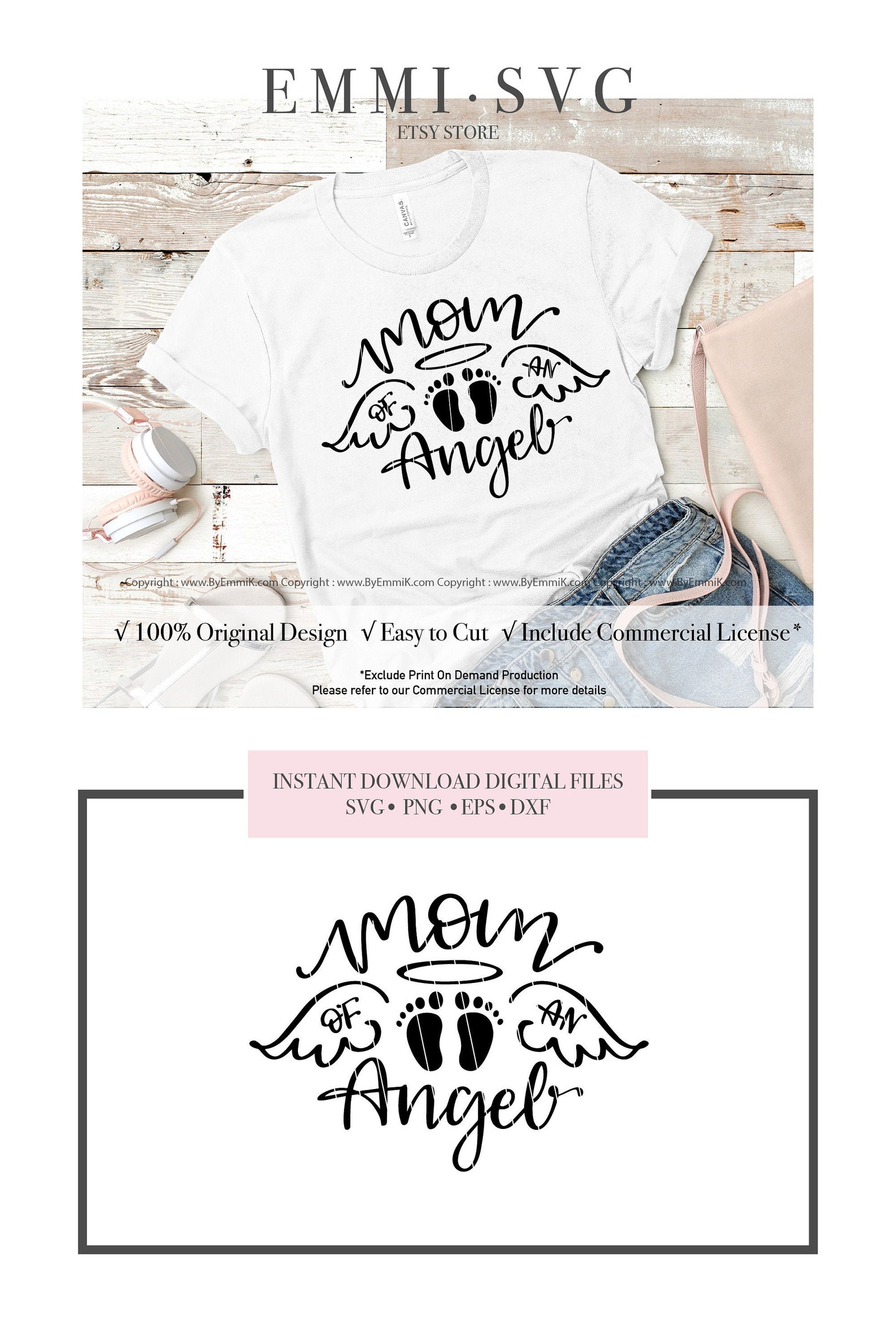 Mom of an Angel Svg, Angel Mom Svg, Grief Design, Angel Daughter Svg ...