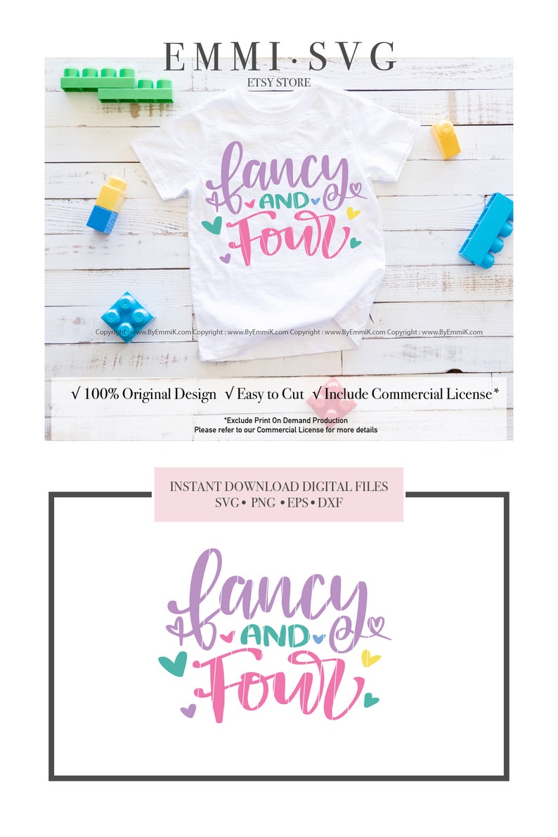 Fancy and Four 4th Birthday Svg Fourth Birthday Svg 4 Years | Etsy