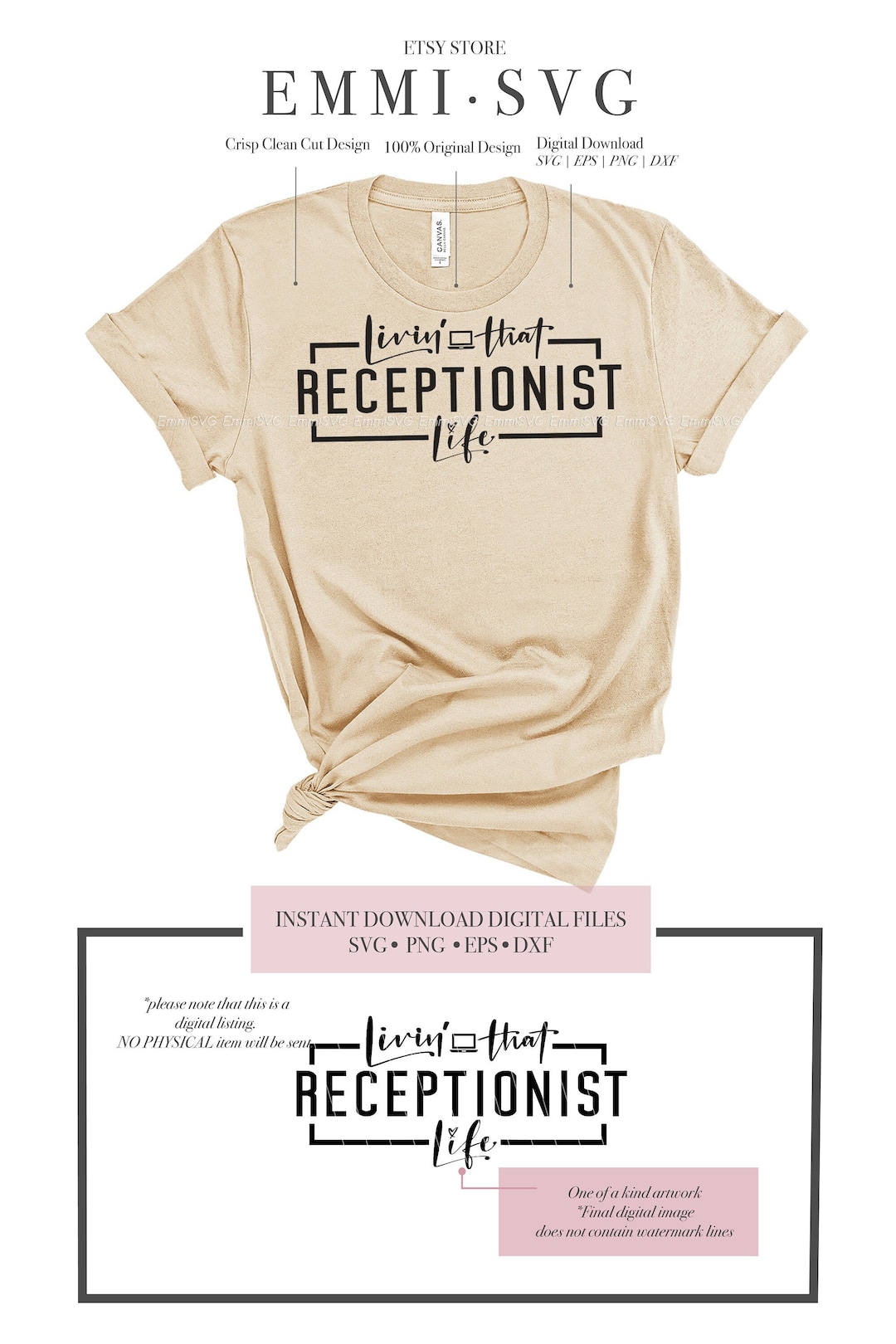 Receptionist Svg Shirt Design, Livin That Receptionist Life Svg Files for Cricut, Receptionist ...