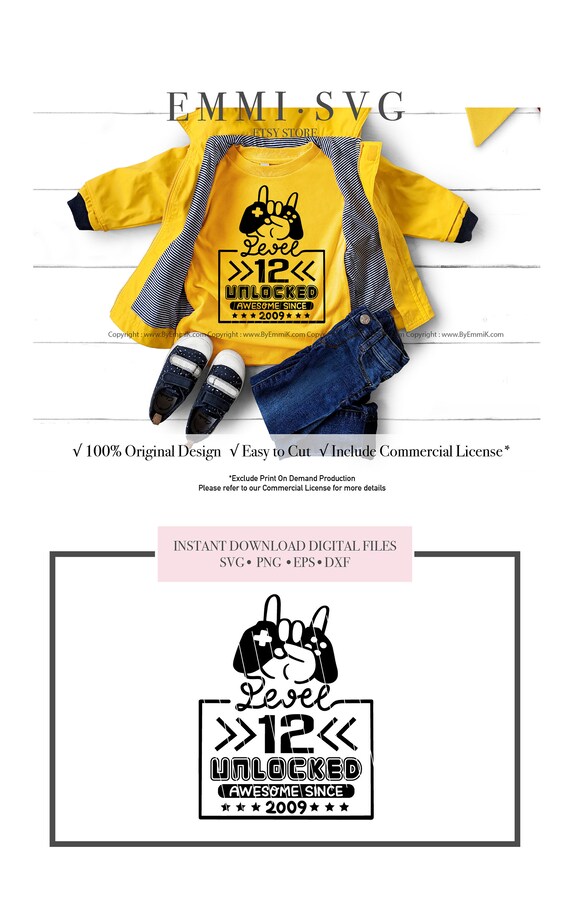 12th Birthday Svg Level 12 Unlocked Awesome Since 2009 | Etsy