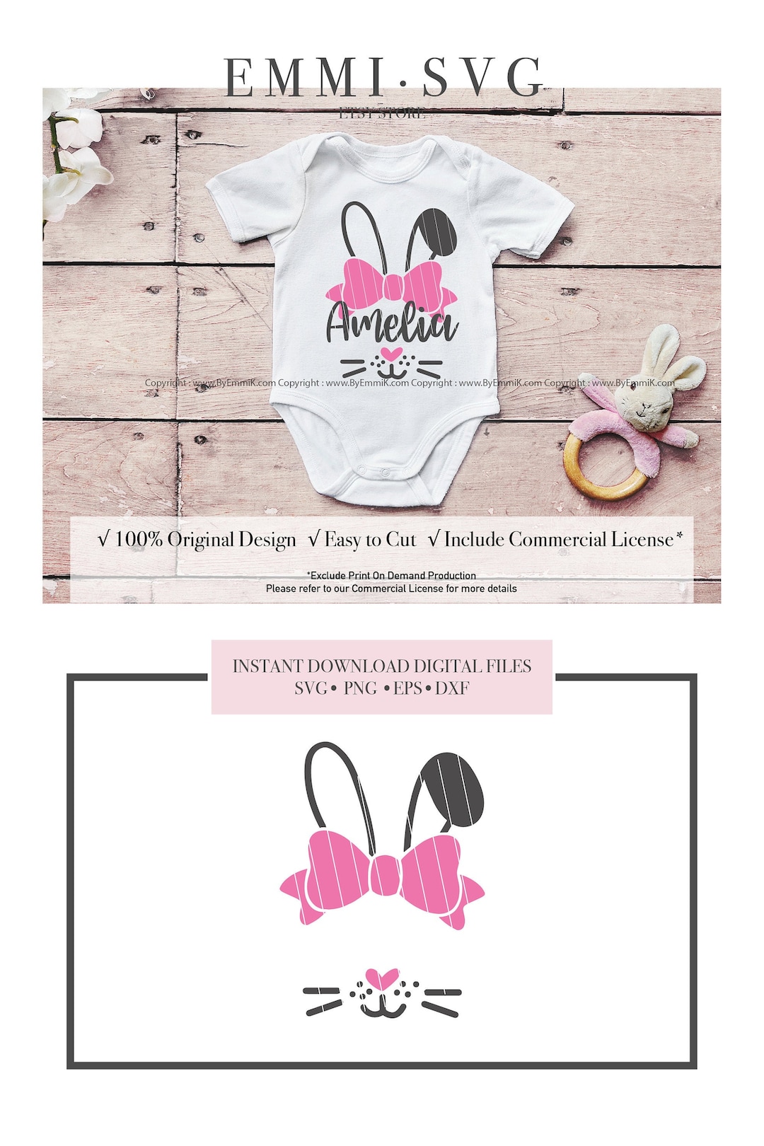 Bunny With Bow Svg, Easter Bunny Svg, Cute Bunny, Girl Bunny, Bunny ...