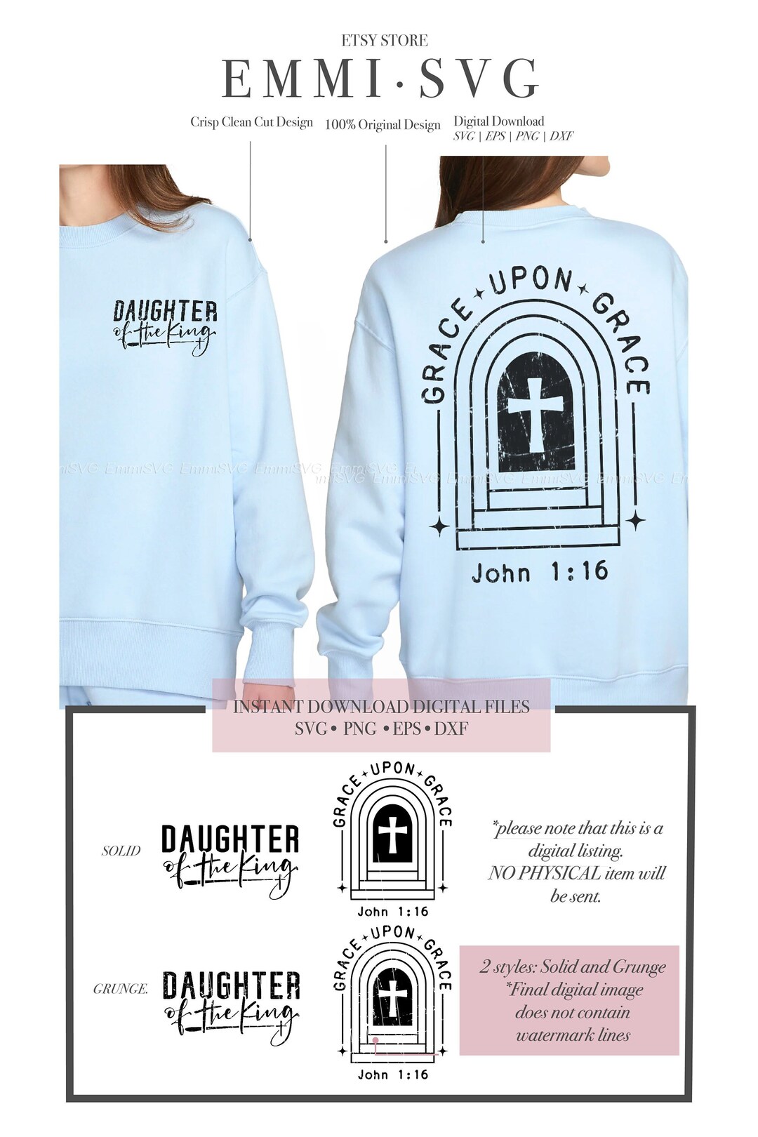 Grace Upon Grace Svg Png, Daughter of the King Svg, Woman Christian Svg ...