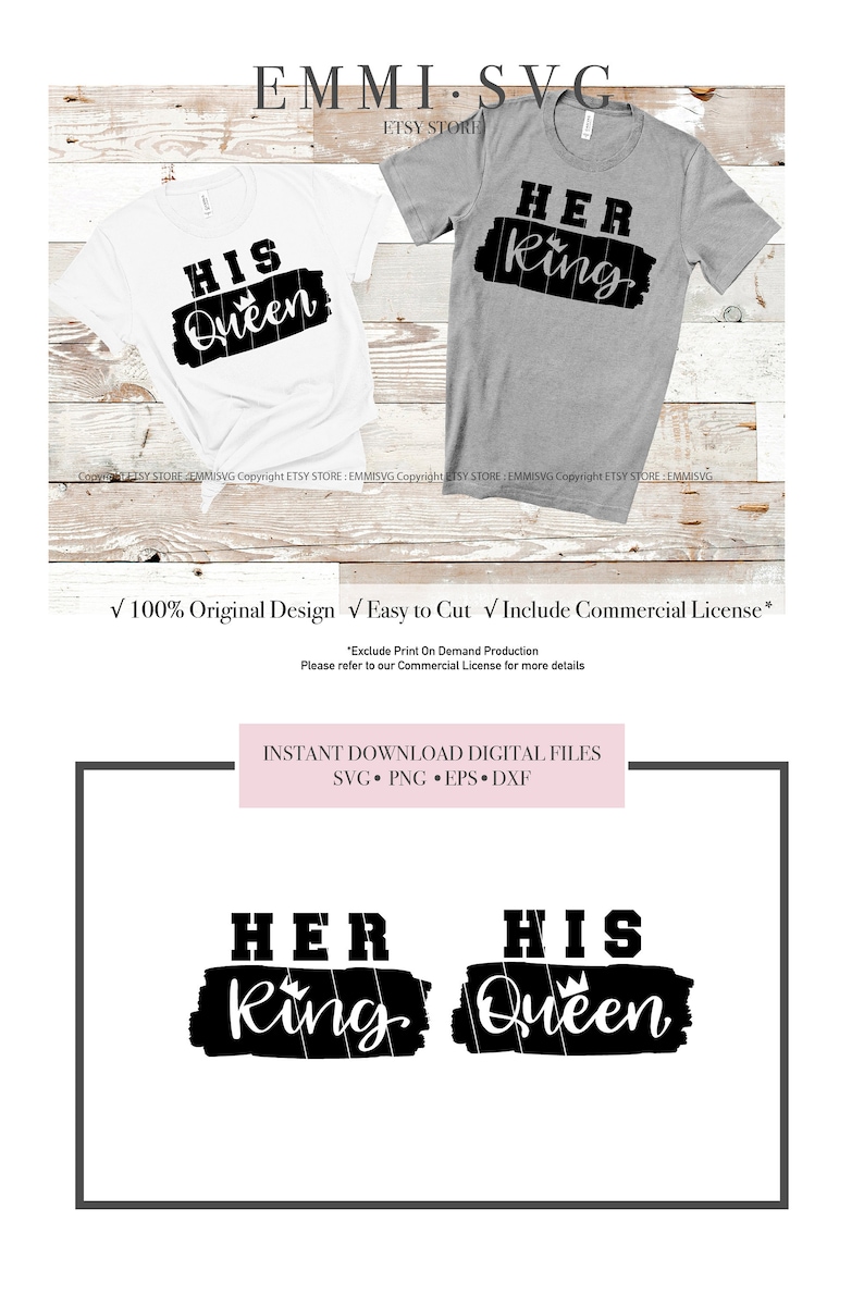 King Queen Svg His Queen Her King Svg Couple Svg Husband - Etsy