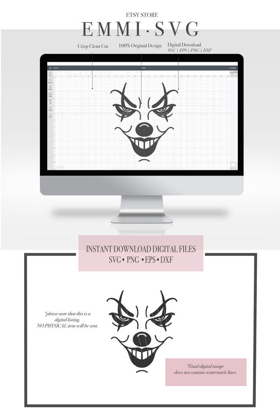 Evil Clown Face Stencil