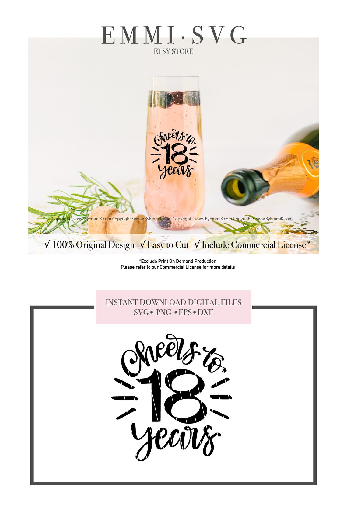 18th Birthday Svg Cheers to 18th Years Svg Eighteen Birthday | Etsy