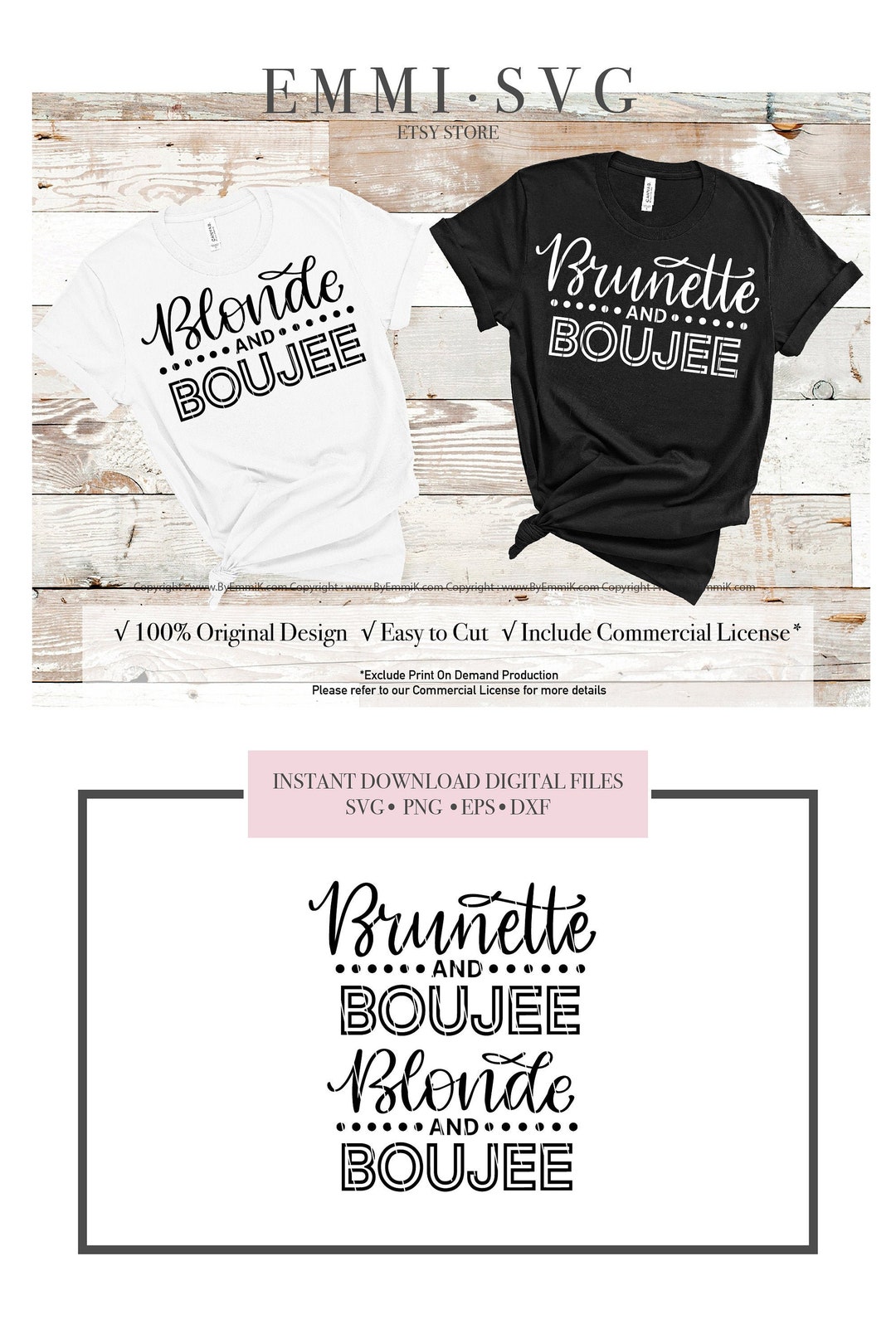 Blonde and Boujee Svg, Brunette and Boujee Svg, Best Friend Shirt ...