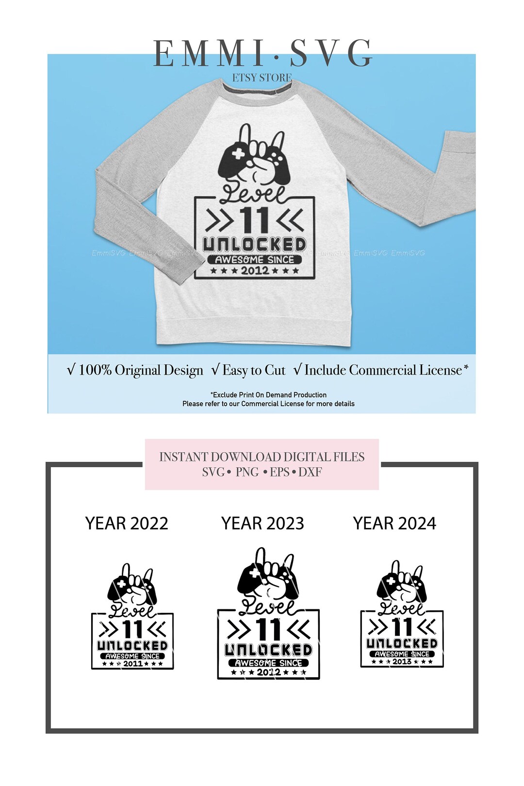 11th Birthday Svg, Level 11 Unlocked, Awesome Since 2012, Eleventh Svg ...