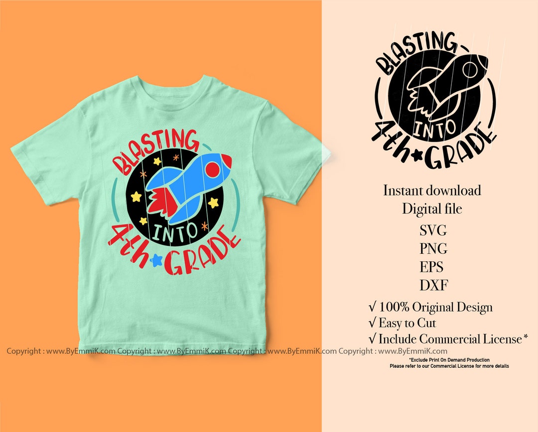 Blasting Into 4th Grade Svg, First Day of School Svg, 4th Grade Svg ...