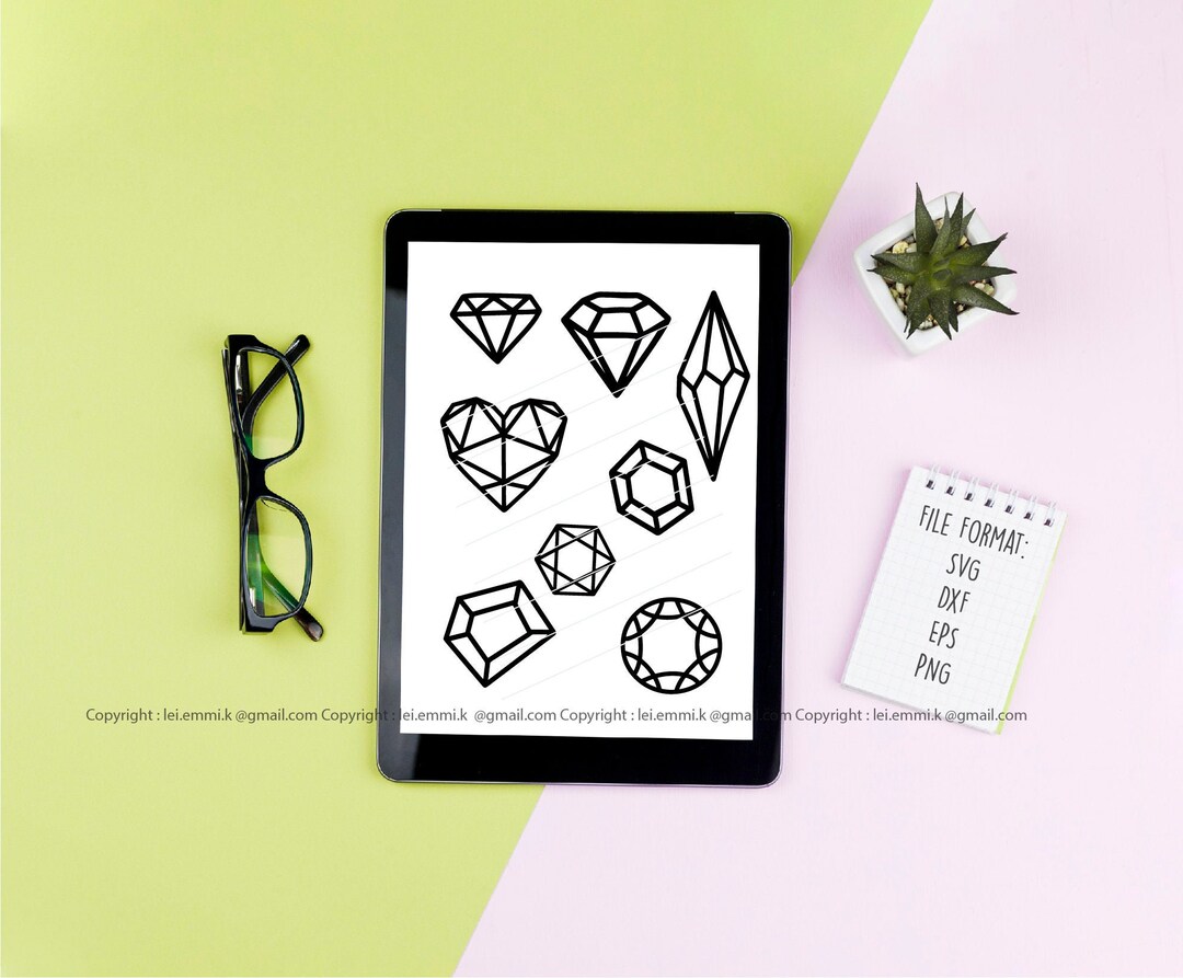 Diamond Svg, Gem Svg, Hand Drawn, Clipart, Line Art, Decal, Stencil ...