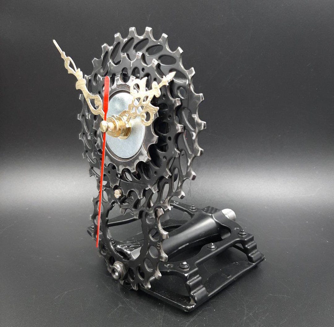 Bike Clock, Steampunk Clock, Gift for Cyclist, Recycled Bike Gear Clock ...