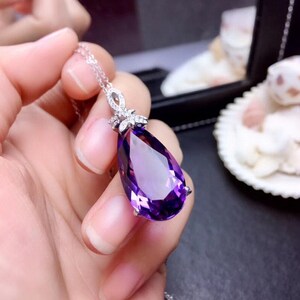 Natural Amethyst Jewellery Set , Engagement Pendent, Silver Amethyst ...