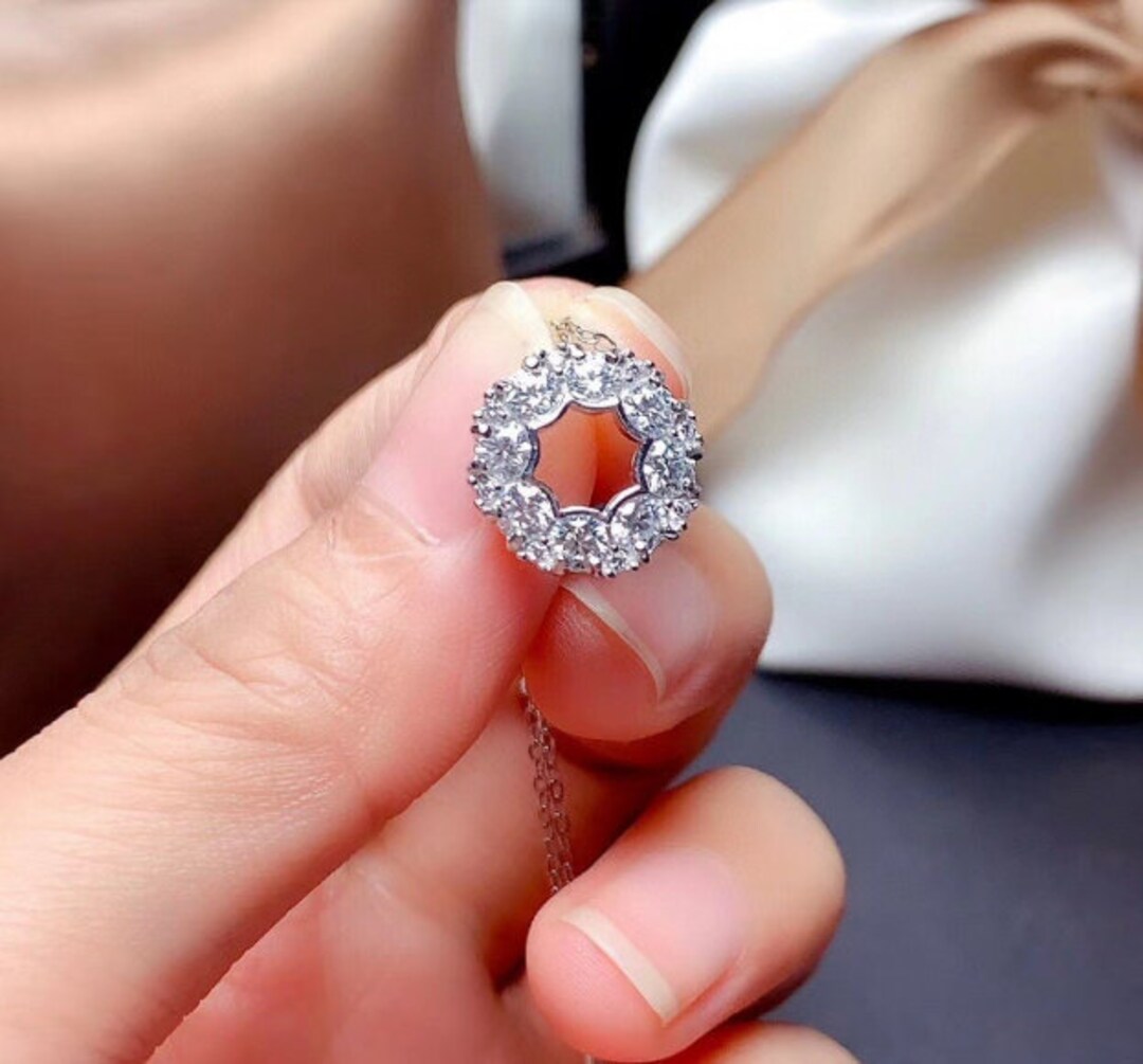 Moissanite Pendant, Engagement Pendent, Moissanite Silver Pendent ...
