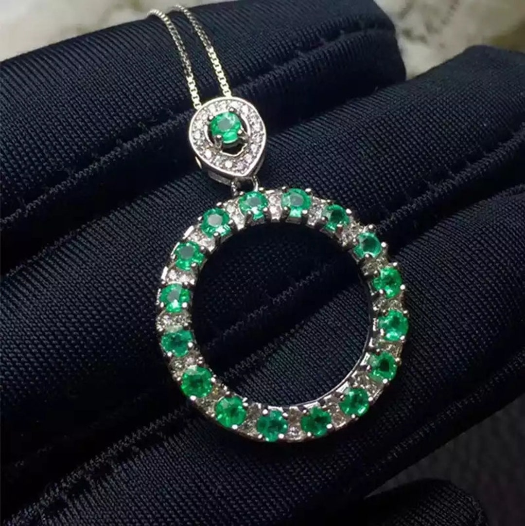 Natural Emerald Pendant, Engagement Pendent, Emerald Silver Pendent ...