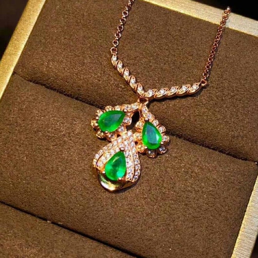 Natural Emerald Pendant Engagement Pendent Emerald Silver - Etsy