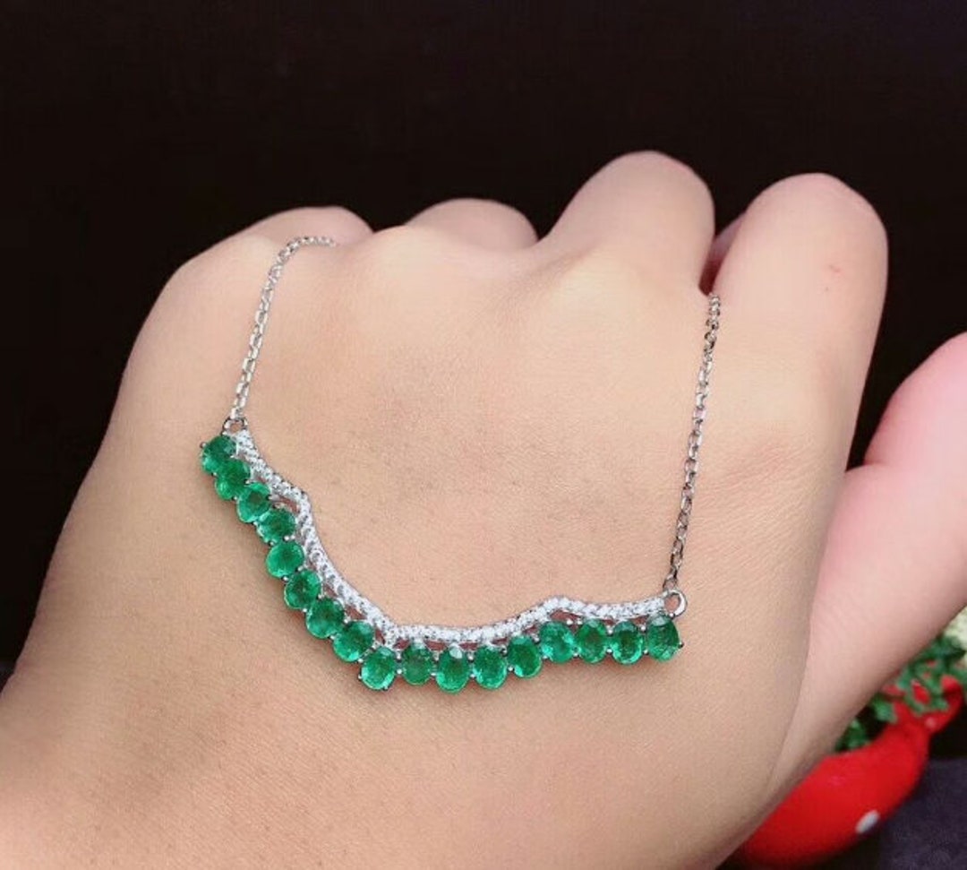 Natural Emerald Pendant, Engagement Pendent, Emerald Silver Pendent ...