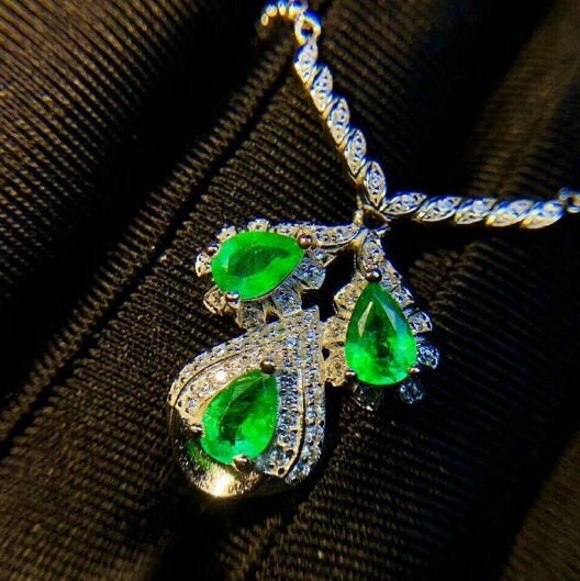 Natural Emerald Pendant Engagement Pendent Emerald Silver - Etsy